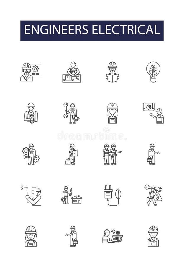 Engineers Electrical Line Vector Icons and Signs. Electrical ...