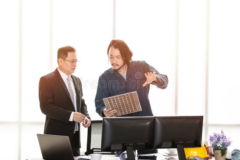 Engineers Handshake Together in Modern Office Stock Image - Image of ...