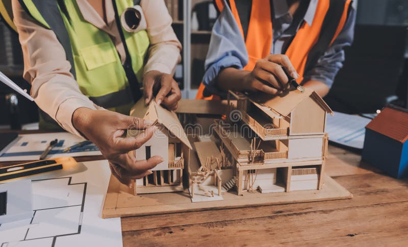 Engineers are Helping To Design Work on Blueprints and Collaborate on ...