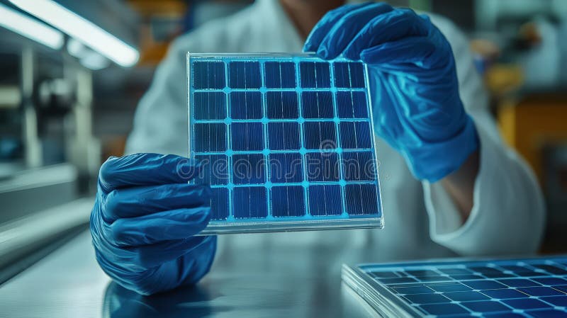 Engineers Hold Solar Panels Sample for Testing Efficiency of Solar Cell ...