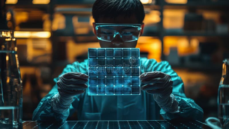 Engineers Hold Solar Panels Sample for Testing Efficiency of Solar Cell ...