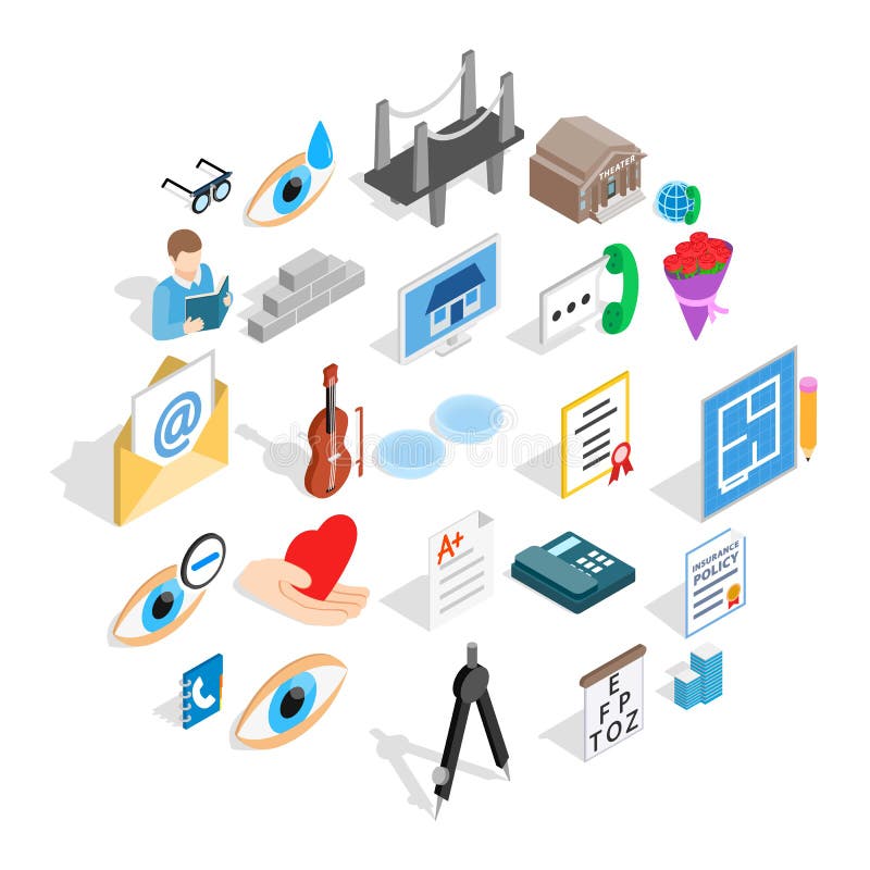 Engineers Icons Set, Isometric Style Stock Vector - Illustration of ...