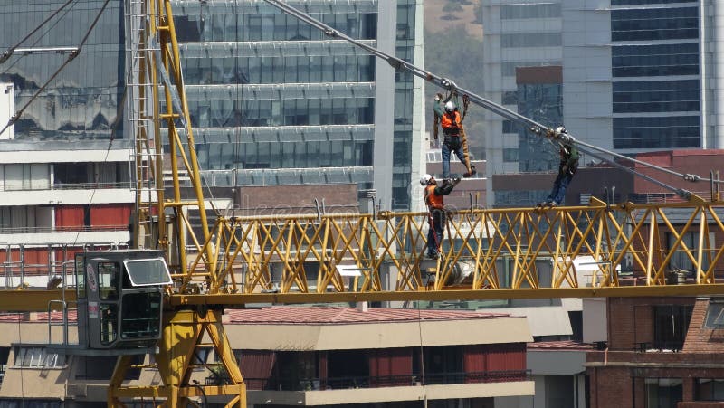 Engineers Installing Tower Crane Chile Editorial Photography - Image of ...