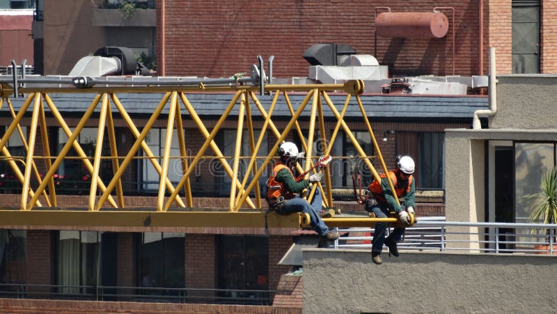 Engineers Installing Tower Crane Chile Editorial Photography - Image of ...