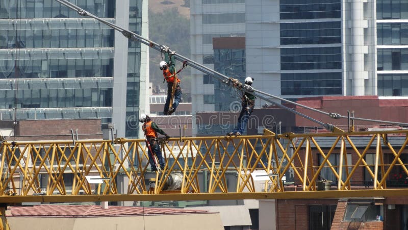 Engineers Installing Tower Crane Chile Editorial Photography - Image of ...