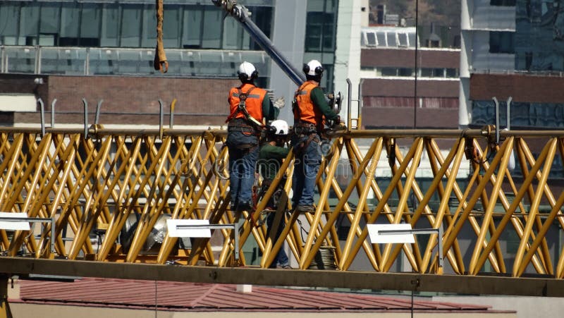 Engineers Installing Tower Crane Chile Stock Image - Image of engineers ...