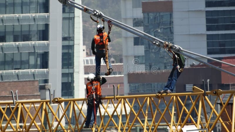 Engineers Installing Tower Crane Chile Stock Image - Image of cabel ...