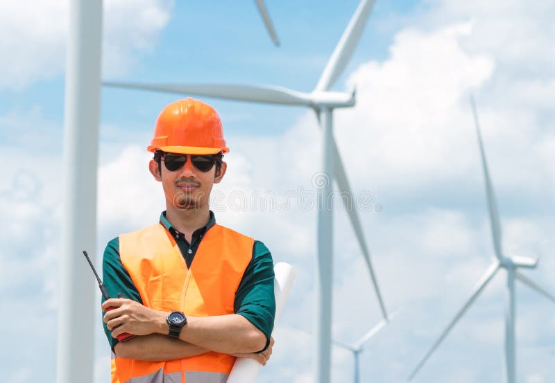 Engineers and Wind Turbines. Stock Image - Image of mill, generate ...