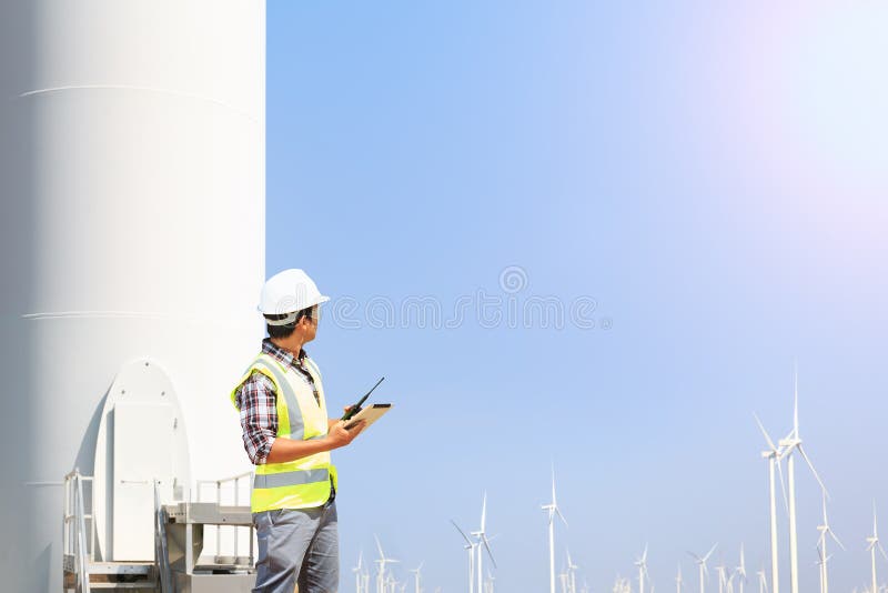 Engineers And Wind Turbines. Stock Image - Image of environment ...