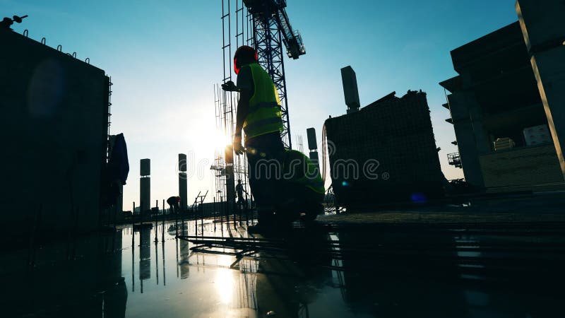 Engineers are Making a Construction in the Building in Progress Stock ...