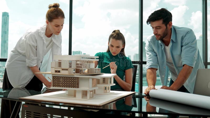 Engineers Measure Model while Manager Using Laptop Analysis Data ...