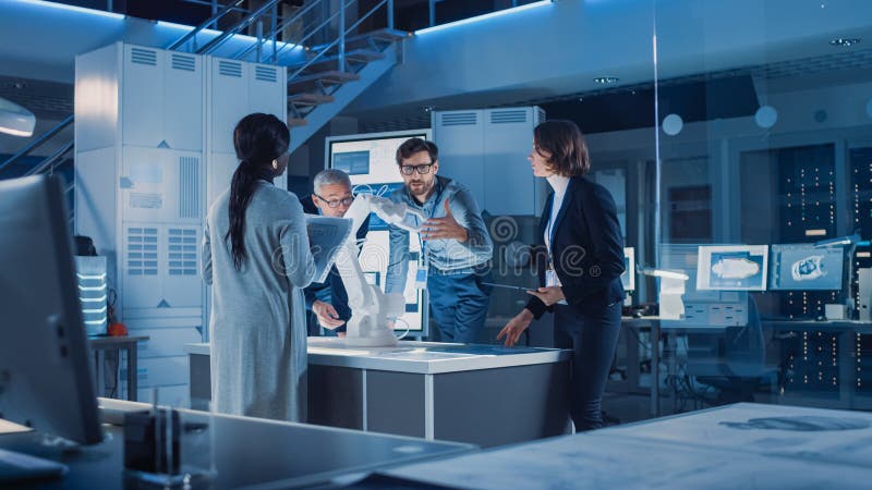 Engineers Meeting in Robotic Research Laboratory: Engineers, Scientists ...