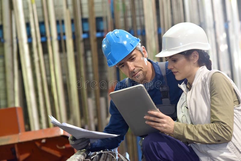 Engineers in Metallurgic Industry Working Stock Image - Image of ...