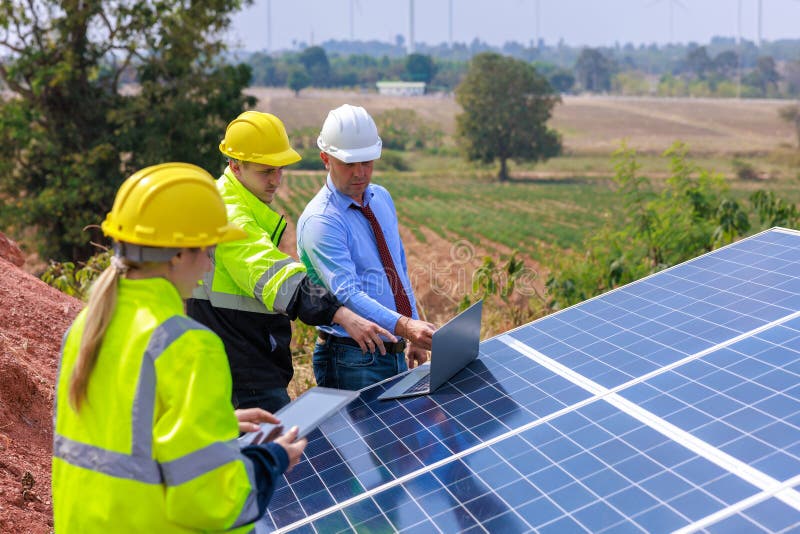 Engineers Operating and Check Generating Power of Solar Power Plant ...