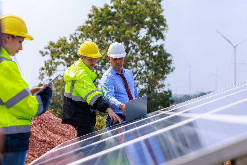 Engineers Operating and Check Generating Power of Solar Power Plant ...