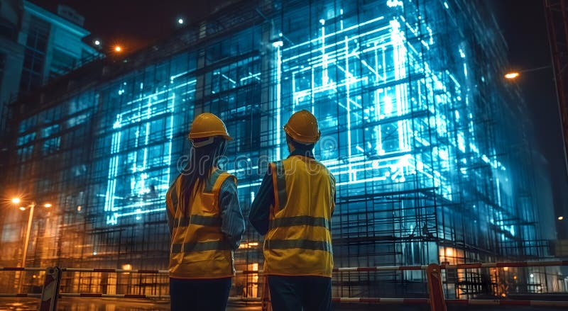 Engineers Overseeing Construction Site Stock Illustration ...