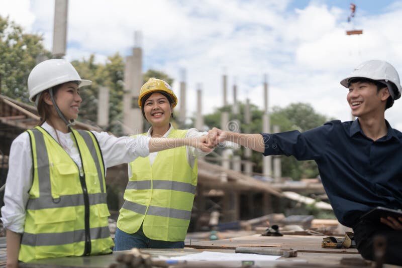 Engineers People Join Hands To Build Successful Projects. Teamwork ...