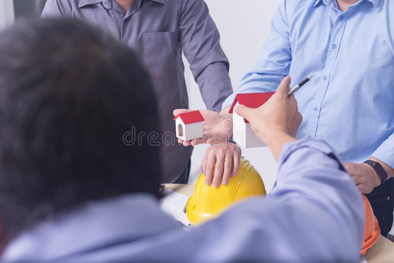 Engineers with the Project Supervisor Stock Image - Image of helmet ...