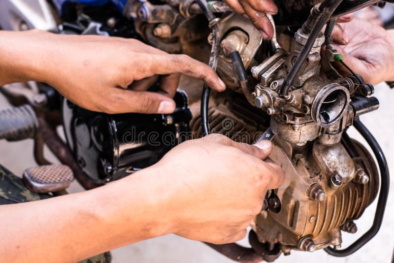 Engineers are Repairing Engines with Tools. Stock Image - Image of ...