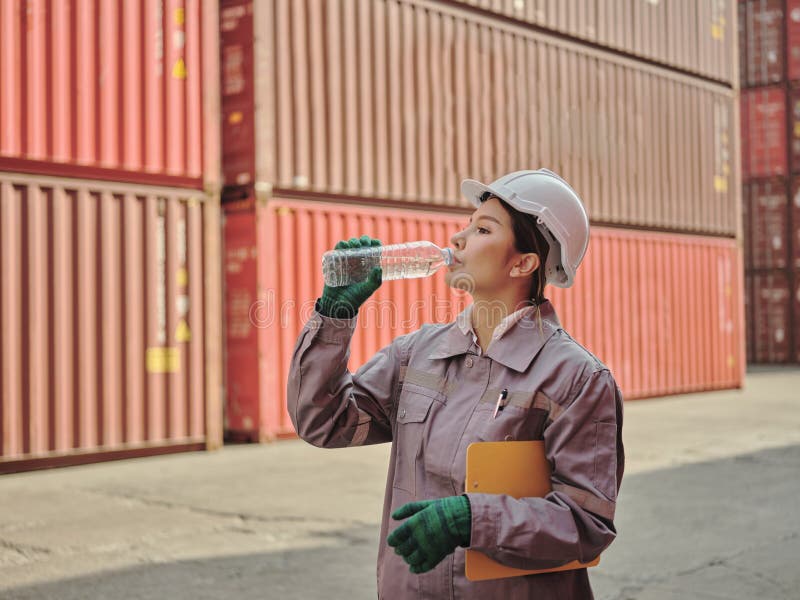 Engineers Resting Relax Time and Drinking Water ,a Hard Day Stock Image ...