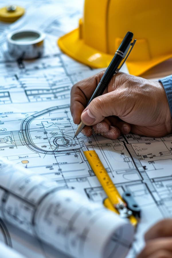 Engineers Reviewing Blueprints for Precise Structural Analysis Stock Illustration - Illustration ...