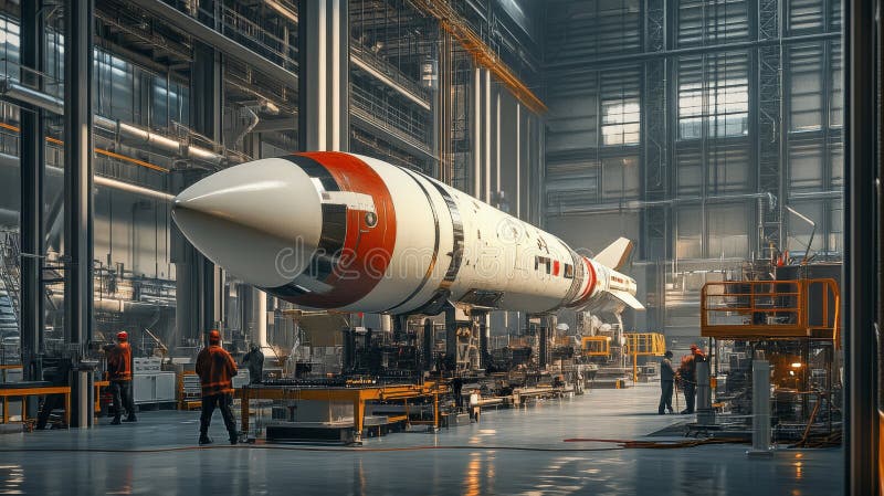 Engineers are Skillfully Assembling a Missile Component at a Modern ...