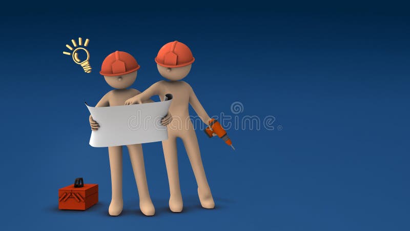 Engineers Solving Problems while Looking at Drawings. Stock ...