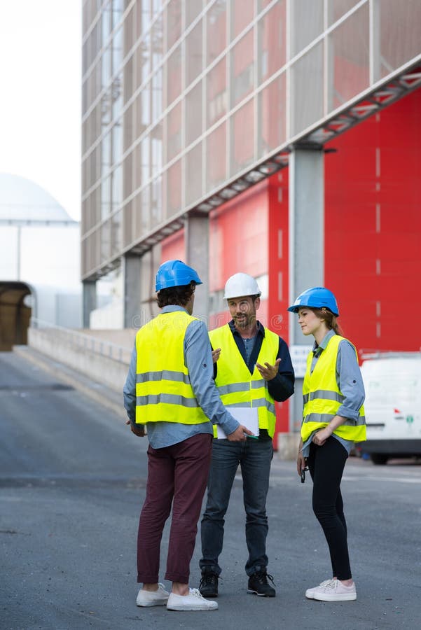 Engineers Standing Outside Factory Stock Image - Image of ...