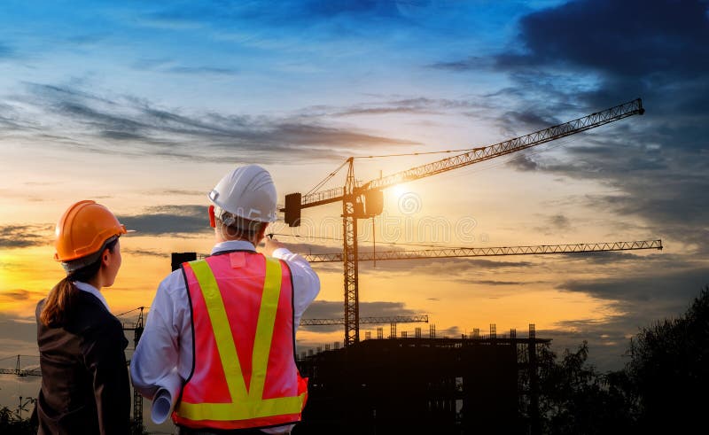 Engineers are Standing Work on Construction. Stock Image - Image of ...