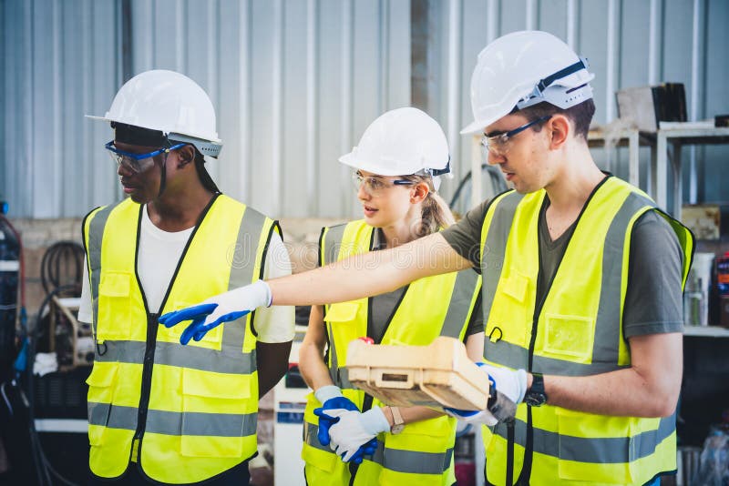 Engineers Team Mechanic Using Computer Controller Robotic Arm for ...