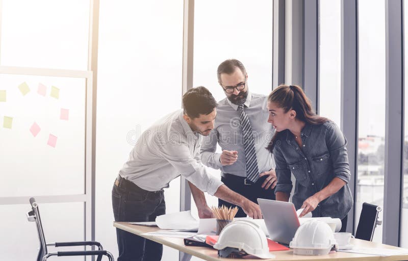 Engineers Team Meeting for Architectural Project. Architects Discussing ...