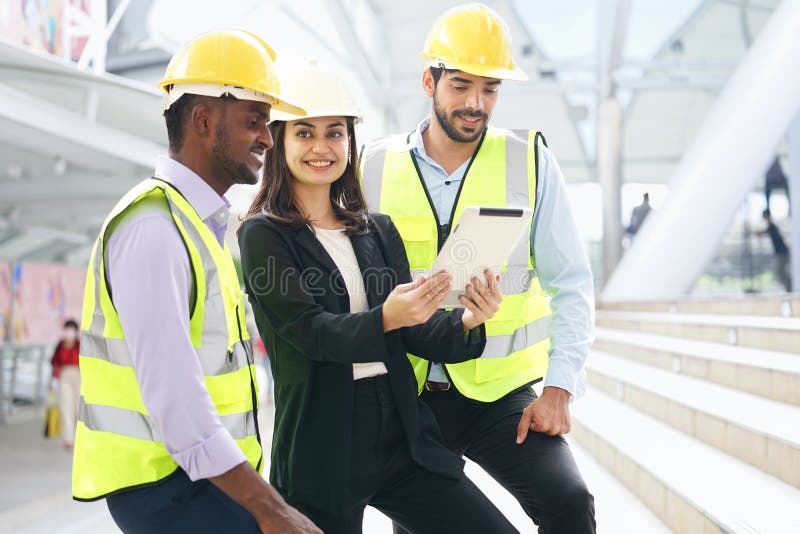 Business Teamwork Talking and Discussing Outdoors Building Stock Photo ...