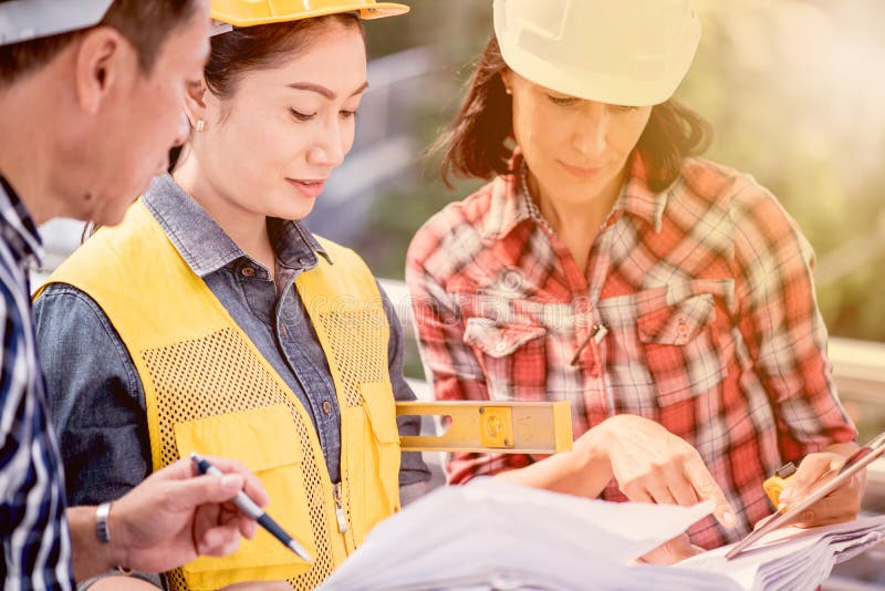 Engineers and teamwork stock image. Image of factory - 111607881