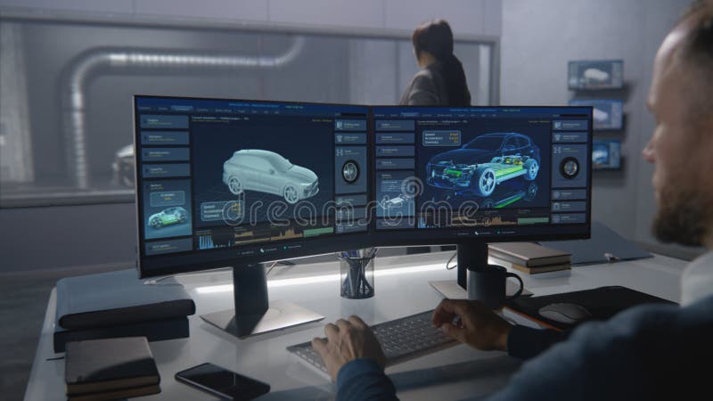 Engineers Testing the Aerodynamic Properties of a Car in a Laboratory ...