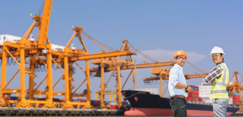 Engineers and Transportation. Stock Photo - Image of container ...