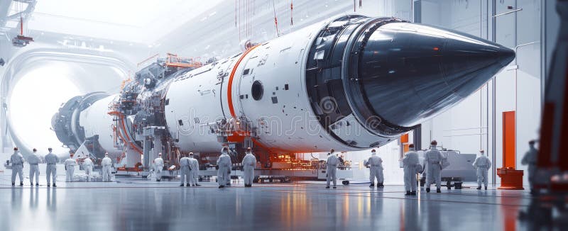 Engineers Use Advanced Aerospace Technology and Machinery To Assemble a ...