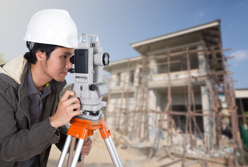 Theodolite Building Construction Surveying Equipment with Scaffolding ...