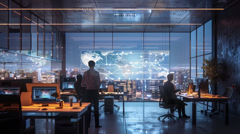 Engineers Using Ai for Structural Analysis in Futuristic Workspace with ...