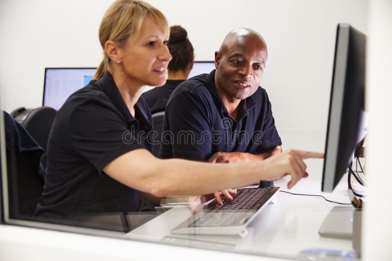 Engineers Using CAD System in Design Studio Stock Image - Image of ...
