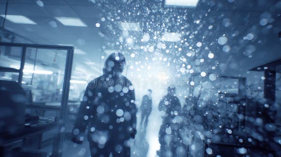 Engineers Walking in Cleanroom during Smart Dust Release Stock ...