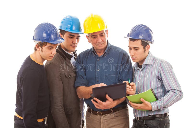 Engineers and Construction Workers at Work Stock Photo - Image of ...