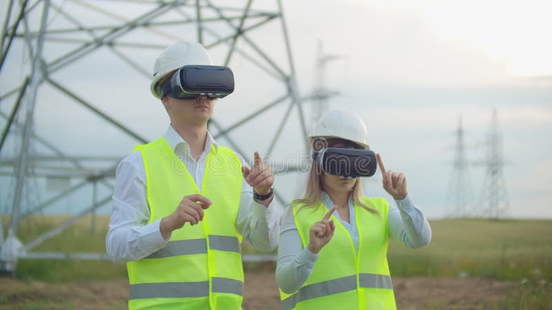 Engineers Work with Augmented Reality Using 3D Virtual Reality Glasses ...