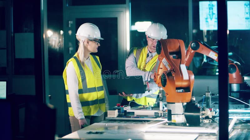 Engineers Work at Robotics Lab. Robotic, Innovation Technology Concept ...