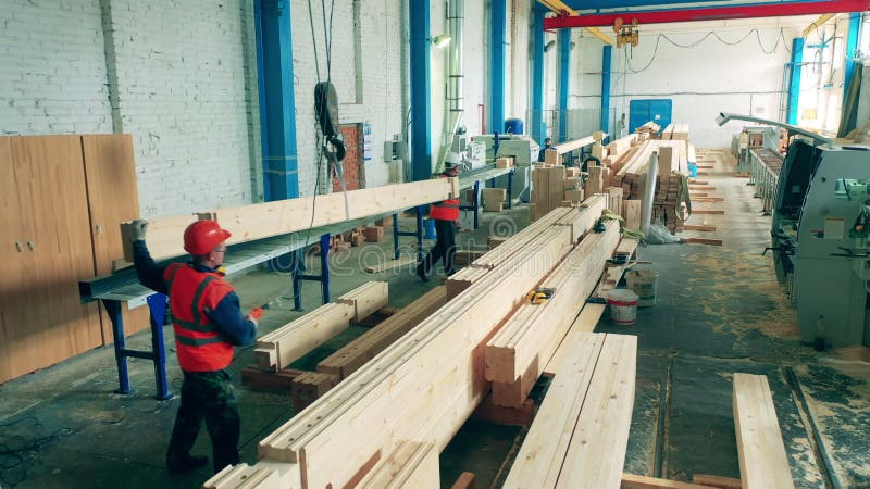 Stacking Timber Blocks in a Complex Tower Construction Project Stock ...