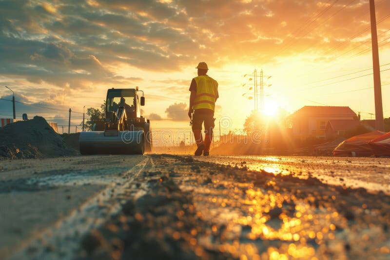 Engineers and Worker are Working on Road Construction Stock Image ...