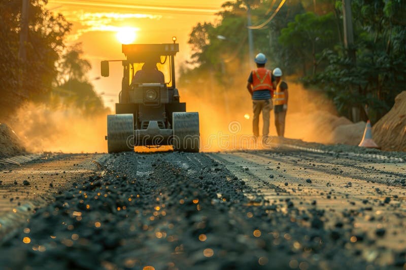 Engineers and Worker are Working on Road Construction Stock Image ...