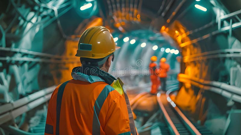 Engineers and Workers Wearing Safety Guards Work in Drilling ...