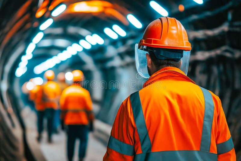 Engineers and Workers Wearing Safety Guards Work in Drilling ...