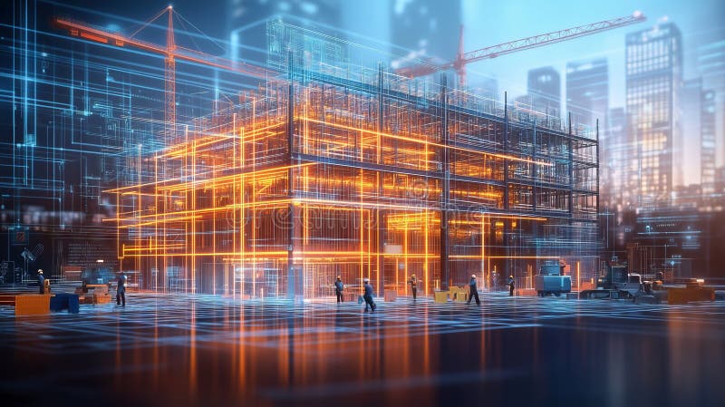 Engineers Building Futuristic Construction Project Using Digital ...