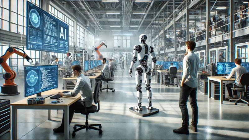 Engineers Working on Humanoid Robots and AI Systems in High-Tech ...